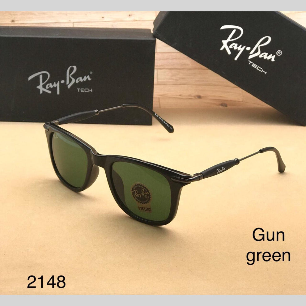 RAY-BAN New Modern Addition Green & Black 2148 Square Sunglass For Uni ...