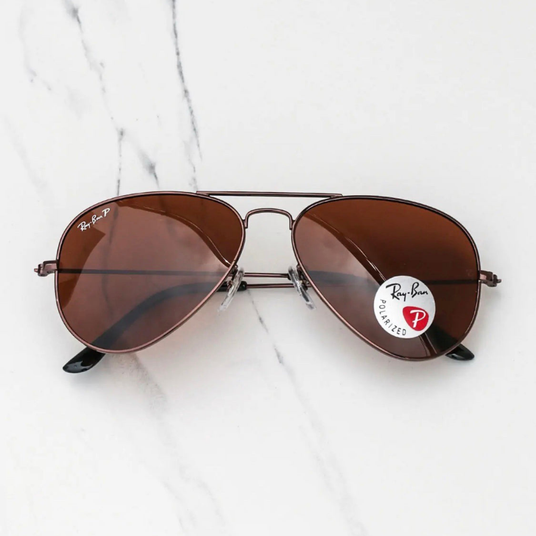 RAY-BAN Brown & Brown 3026 Aviator Causal Latest Sunglass For Unisex ...