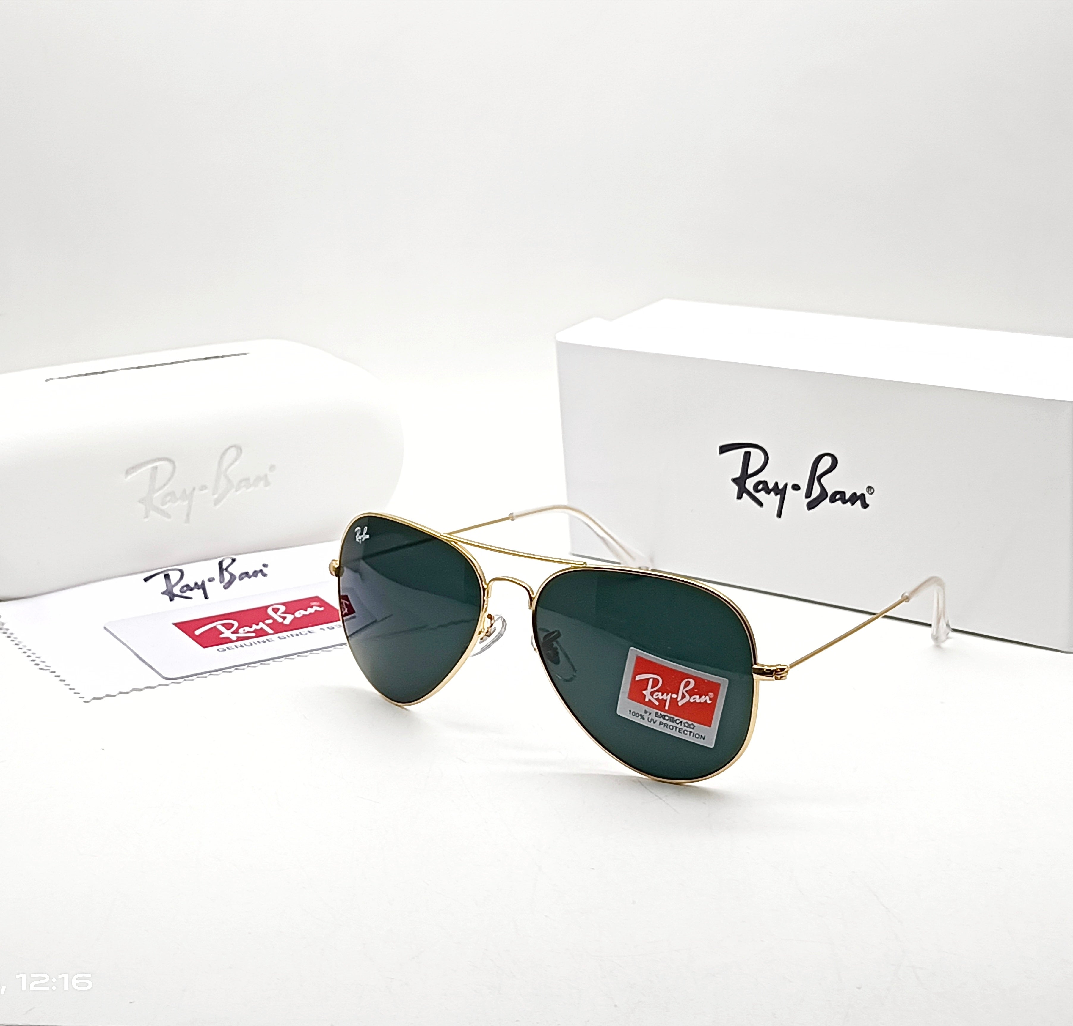 RAY-BAN Black & Gold 3026 Oval Aviator Metal Trendy Hot Favourite Wint ...