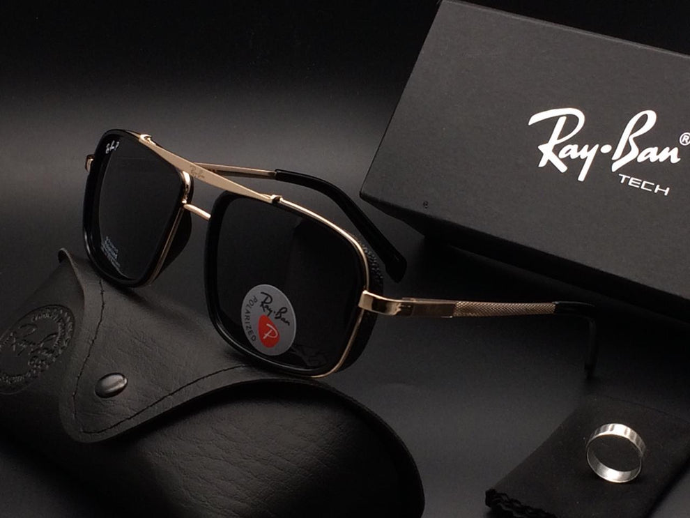 RAY-BAN Black & Gold 4413 Aviator Trendy Hot Favourite Wintage Sunglas ...
